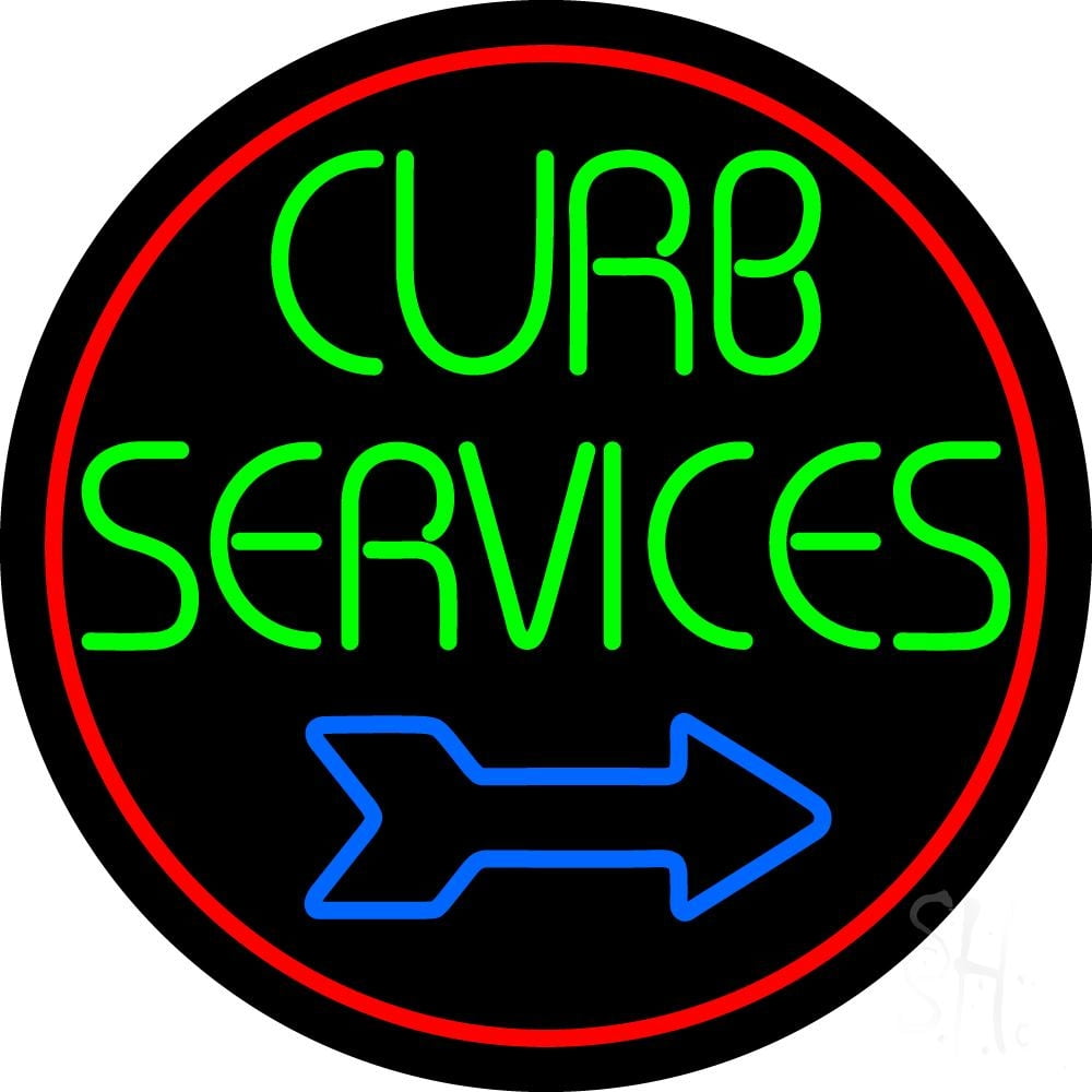 Red Curb Service 2 LED Neon Sign 26 x 26 - inches, Clear Edge Cut ...