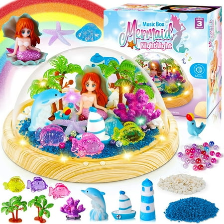 Make Your Own Mermaid Night Light Light-Up Mermaid Terrarium Kit for ...