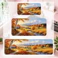 Autumn Landscape Cottage Stream Kitchen Rugs Set, 3PC Non-Skid Flannel ...