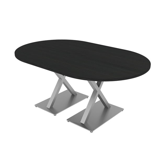 6X4 Racetrack Shaped Conference Room Table X Bases And Electric Unit ...