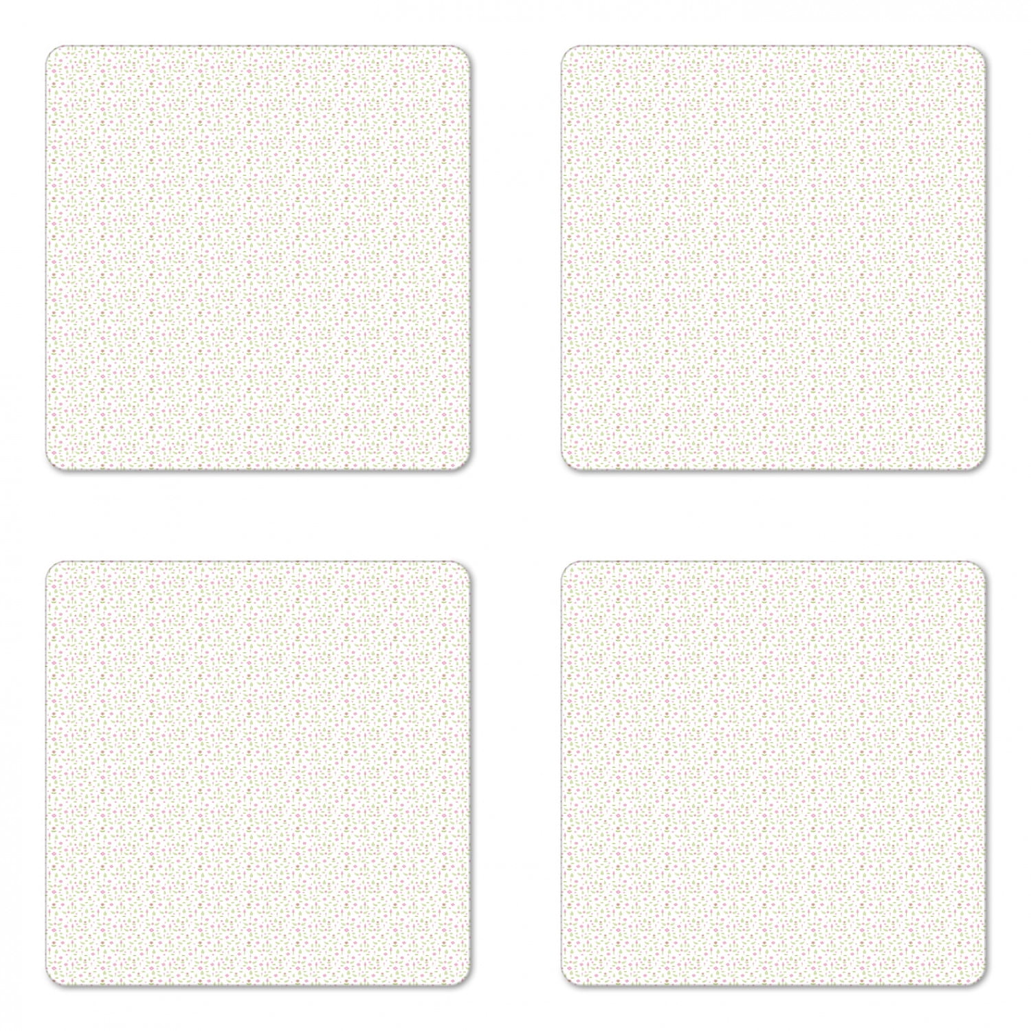 Spring Coaster Set of 4, Repetitive Pattern with Garden Nature Floral ...