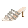 Bibifish Womens Heel Slide Glam Rhinestone Multi Strap Ladies Sandals ...