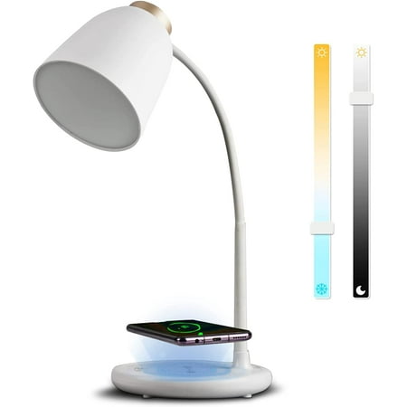 LED Desk Lamp with 10W Wireless Charger, Dimmable Desk Lamp with 3 ...