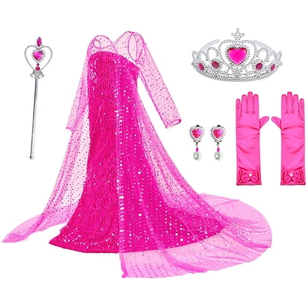 Luxury Princess Dress for Costumes with Shining Long Cap Girls Birthday ...