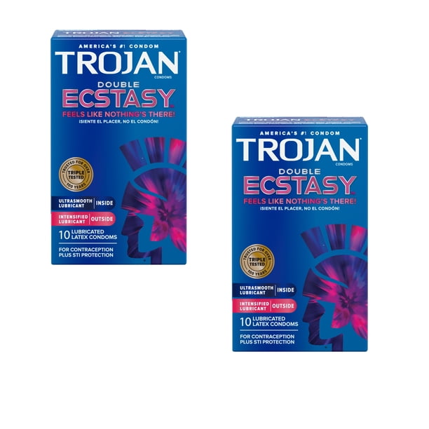 Trojan Double Ecstasy Lubricated Condoms - 20 Count - Walmart.com ...