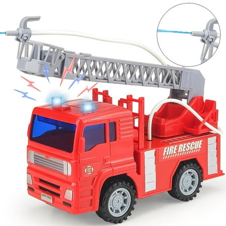 Kids Plastic Fire Truck Fire Engine Truck Toy Water Spray Function With ...
