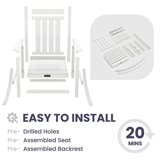 JUSTLET Outdoor Oversized Slat Rocking Chair, White - Walmart.com