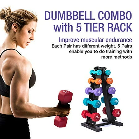 Fitness Alley Steel Dumbbell Rack - 3 Tier Weight Holder & 3 Tier ...