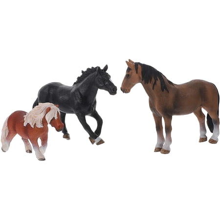 Beimoru 3 Pcs Realistic Mini Horse Model Figure Toys Miniature Horse ...