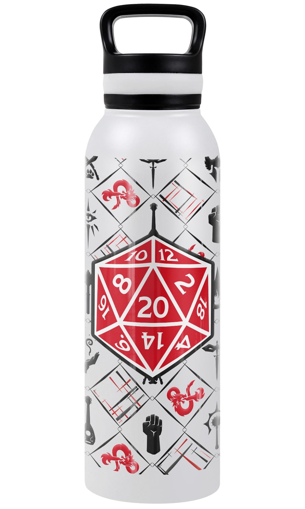 Dungeons & Dragons Official D20 Pattern 24 oz Insulated Canteen Water ...