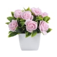 Artificial Potted Rose Mini Rose Arrangement Faux Silk Flowers in ...