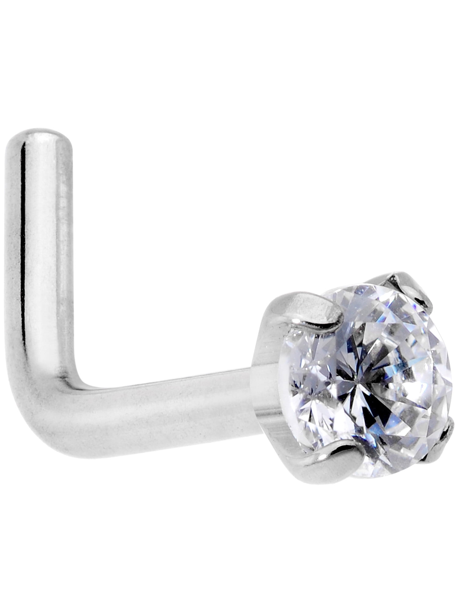 Body Candy 18G 6mm Womens Grade 23 Titanium 3mm Clear Accent L Shaped ...