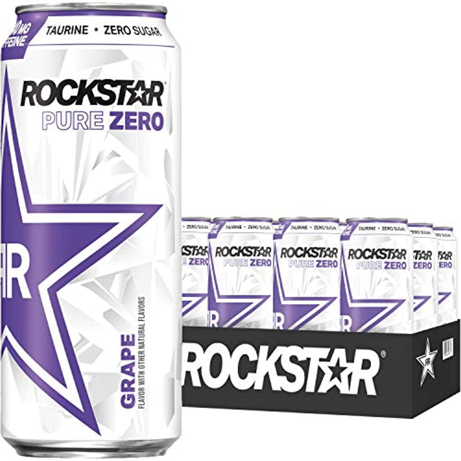 Rockstar Energy Drink Pure Zero Grape, 16Oz Cans (12 Pack) (Packaging ...