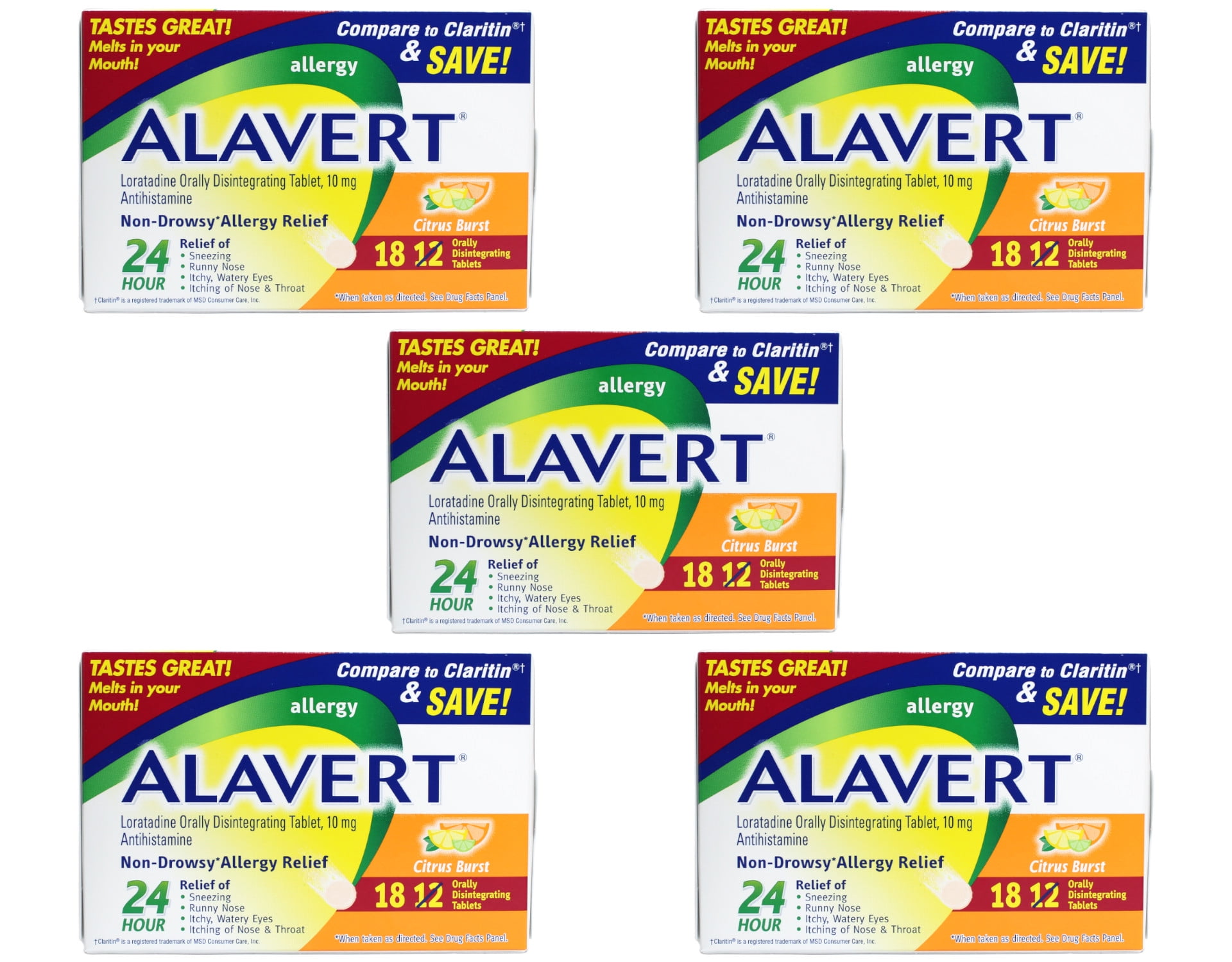 Alavert Quick Dissolving Non-Drowsy Allergy Relief Tabs Citrus Burst 18 ...