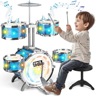 Ready Ace Kiddy Jazz 7 Piece Toy Drum Set with Stool -Recommended for ...