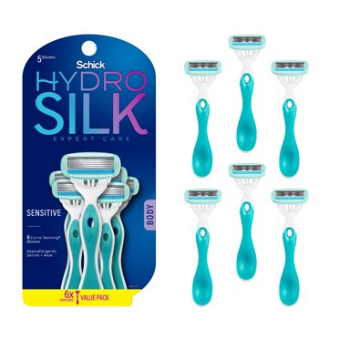 Schick Hydro Silk Sensitive Womens Disposable Razors, 6 ct, 5-Blade ...