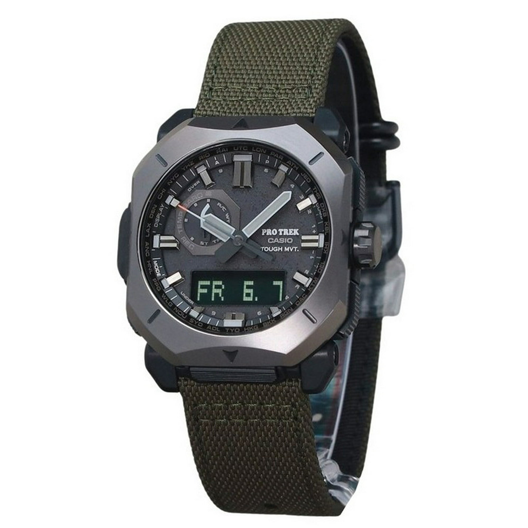 Click here for Casio Protrek Analog Digital Green Cordura Cloth S... prices