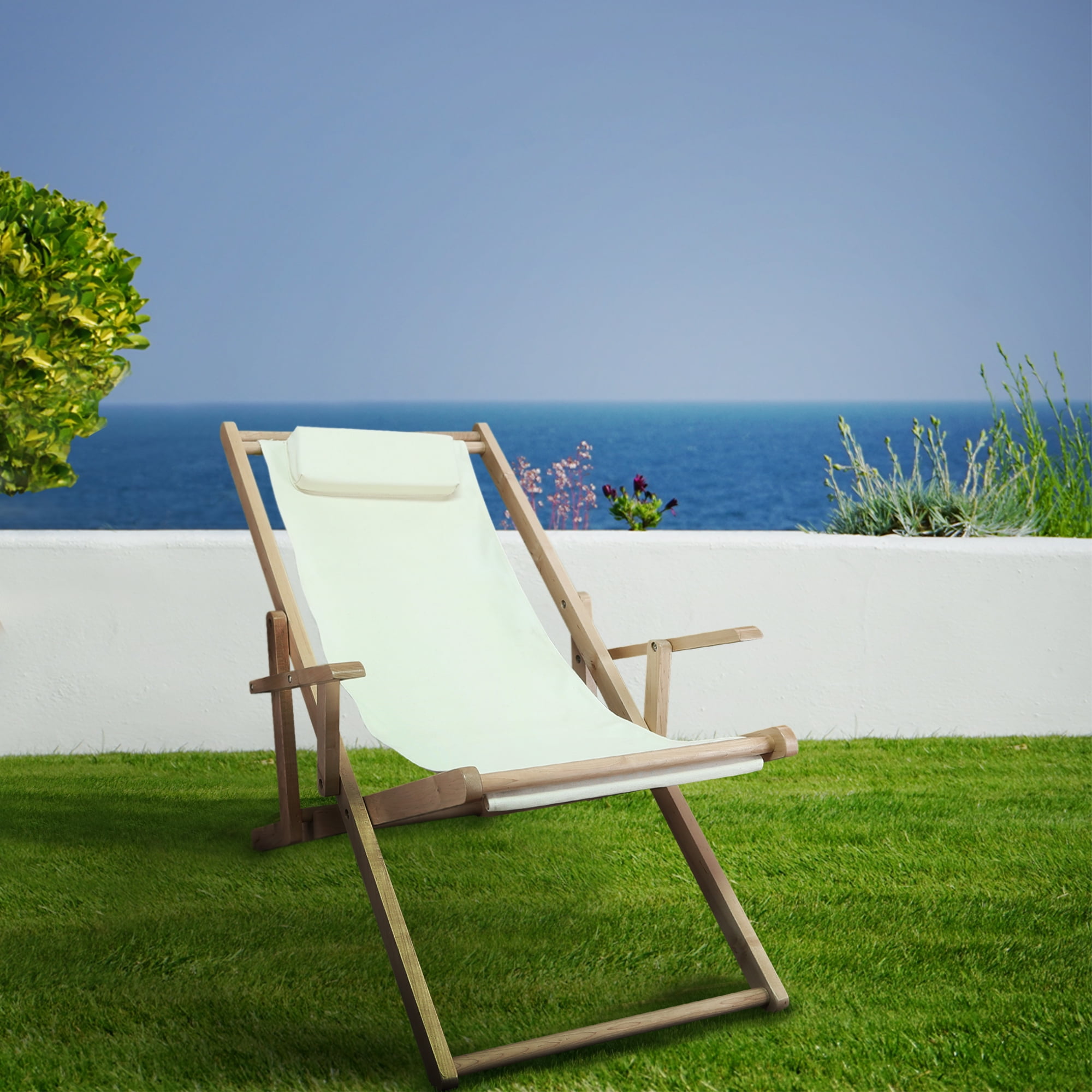 Casual home sling chair natural frame canvas store