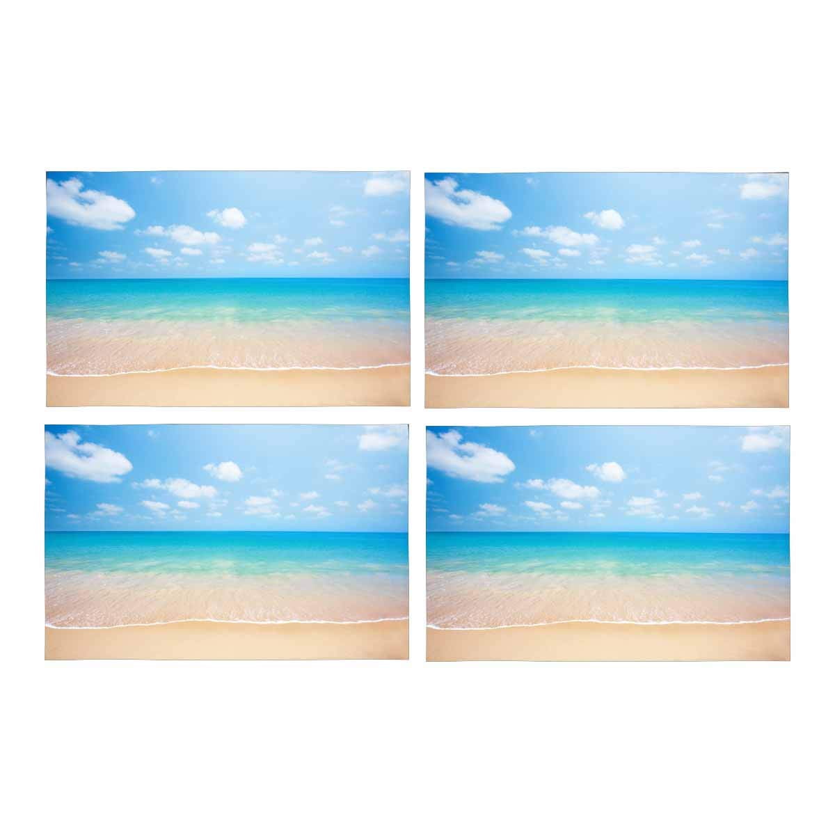 MKHERT Tropical Beach Sea Ocean and Clear Sky Clouds Placemats Table ...
