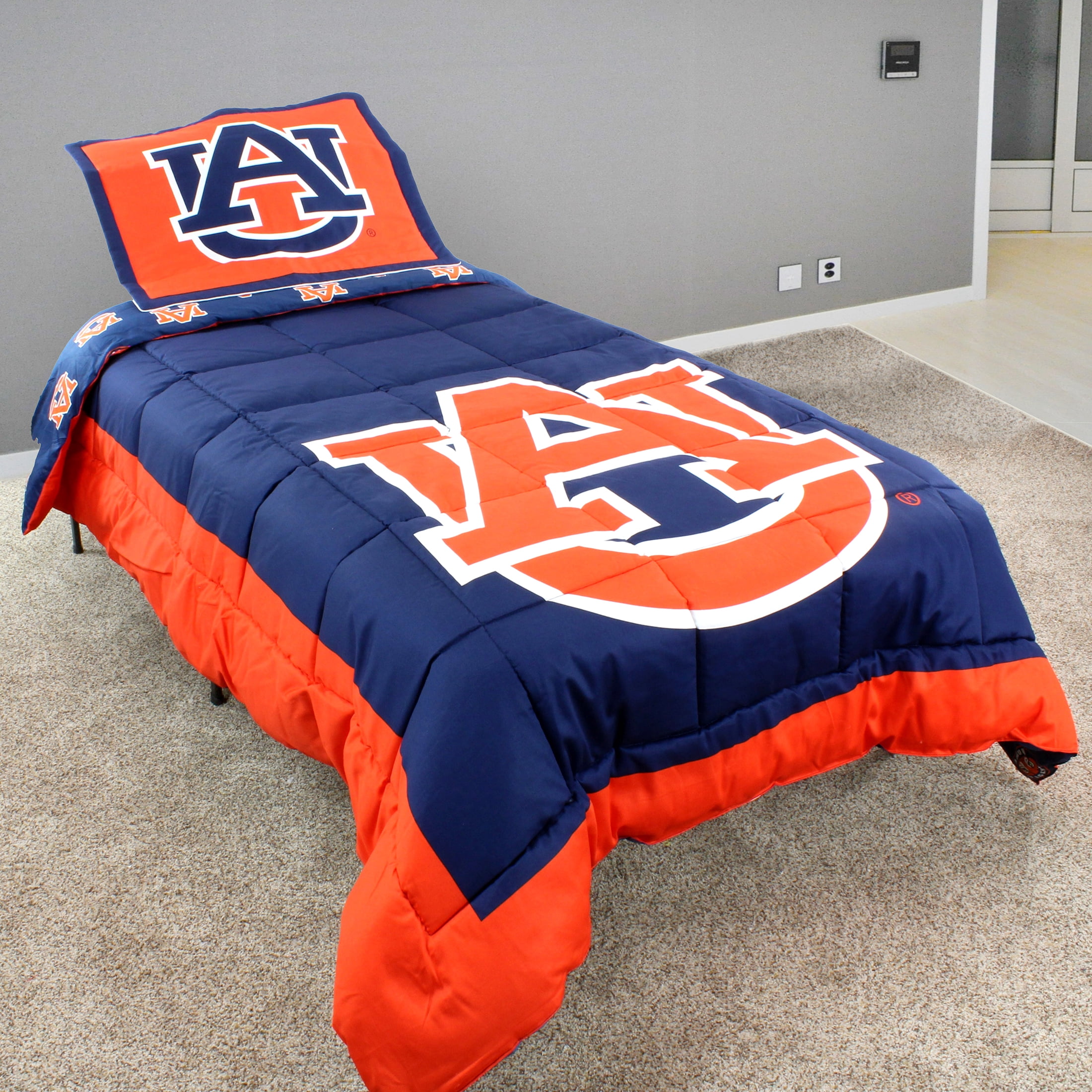 Auburn Tigers 3 Pc Reversible Cotton Comforter Set, 1 Comforter, 2 ...