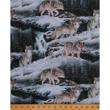 Fleece Wolf Wolves Fleece Fabric Panel p1397s - Walmart.com