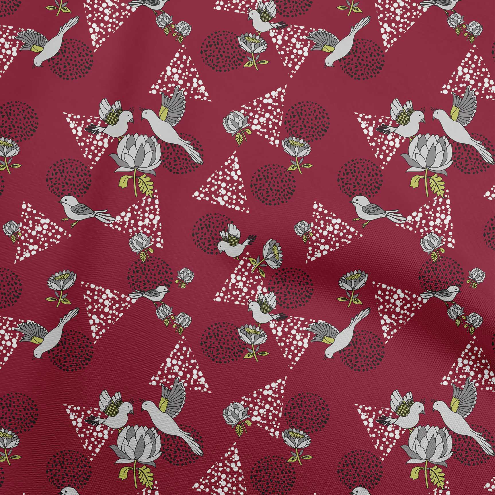 oneOone Silk Tabby Maroon Fabric Conversational Print Sewing Material ...