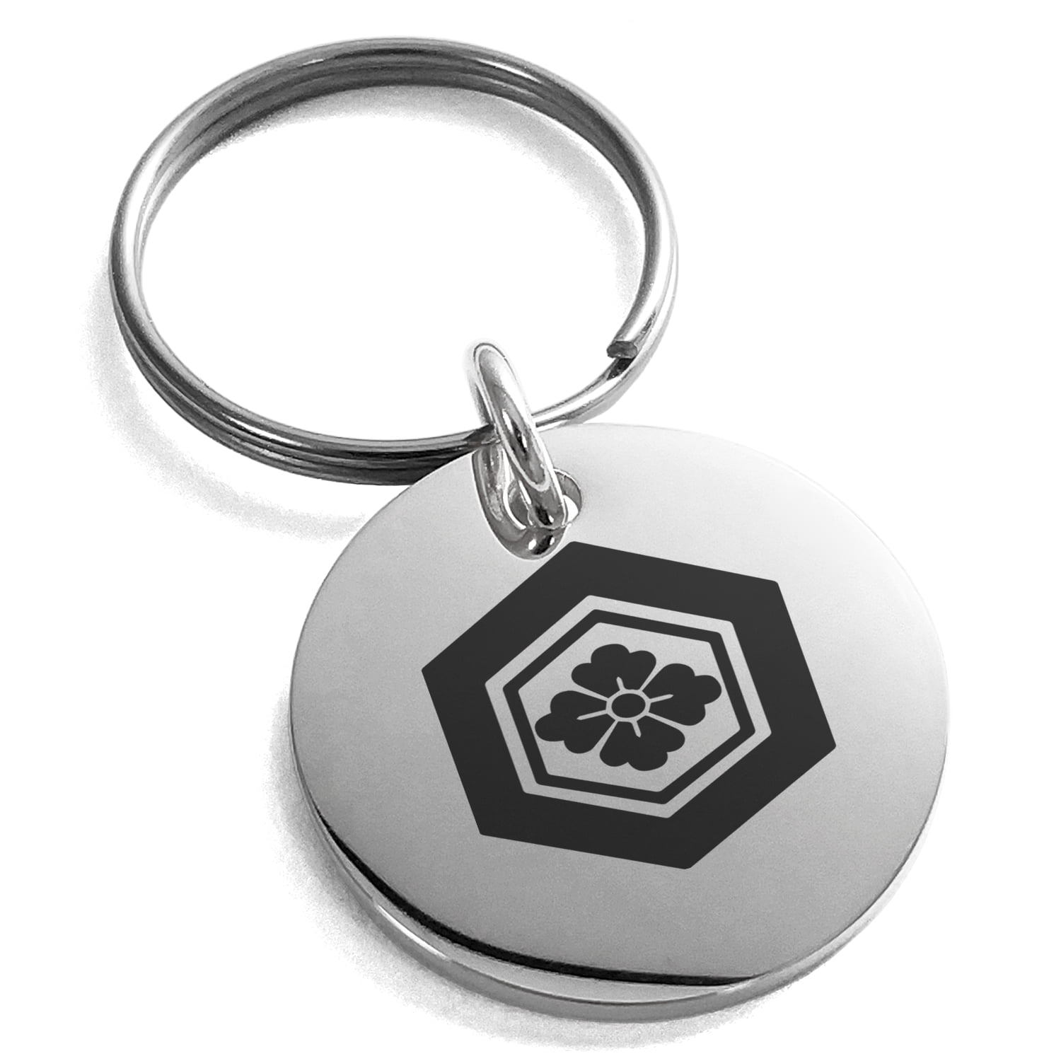 Stainless Steel Naoe Samurai Crest Engraved Small Medallion Circle ...