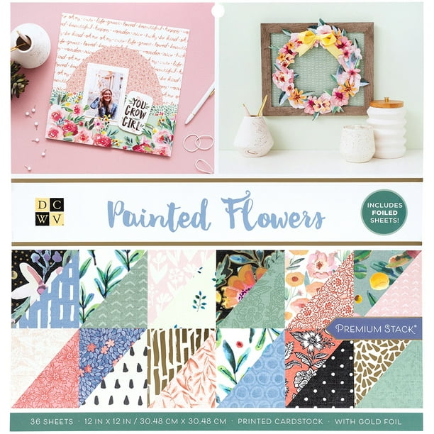 Dcwv Double-Sided Cardstock Stack 12"X12" 36/Pkg-Painted Flowers ...