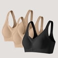 Bxsruta Seamless Wirefree Comfort Bra 3 Pack Women T Shirt Bra Pullover ...