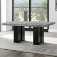 Camila Modern Marble Top Dining Table with Wide Wood Base, Rectangle ...