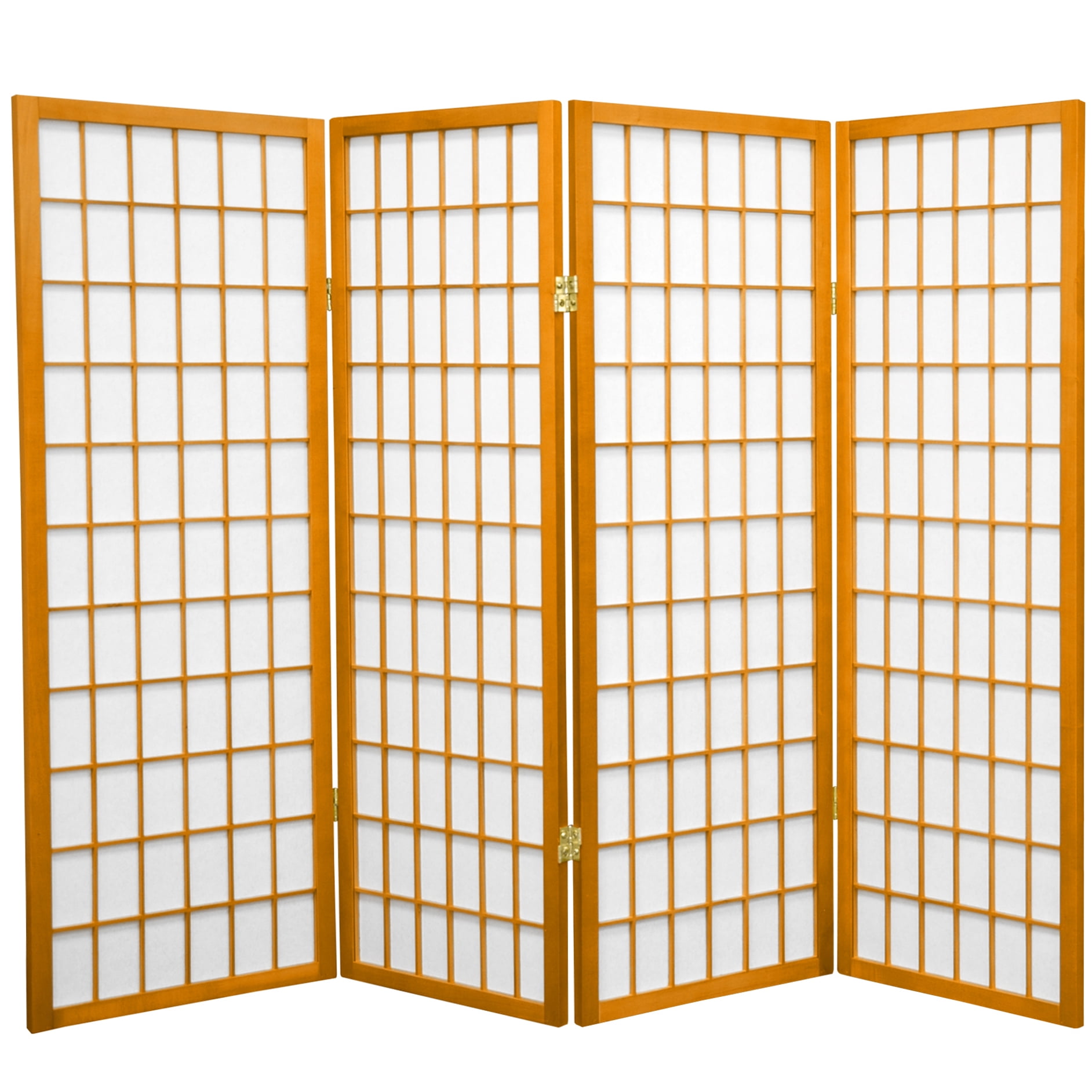 4 ft. Tall Window Pane Shoji Screen - Honey - 4 Panels - Walmart.com