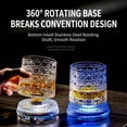 360° Rotating Whiskey Glass with LED Light Spinning Crystal Bourbon ...