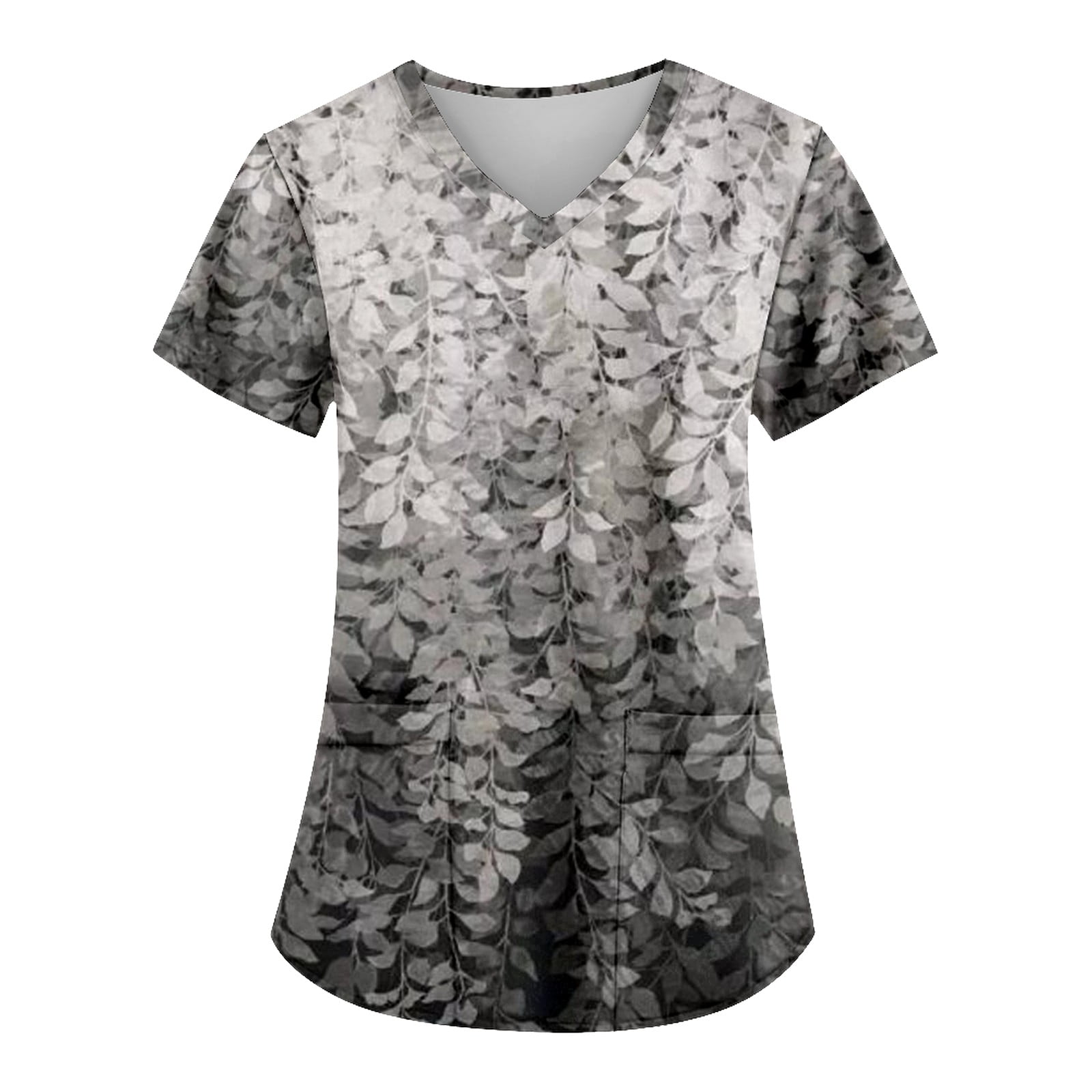 EHTMSAK Scrubs Tops Women 1xl with Pocket Floral with Pocket, V-Neck ...