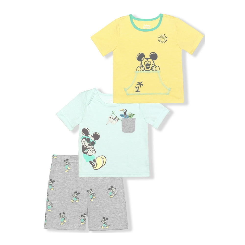 Mickey Mouse - Mickey Mouse Baby Boy T-Shirts and Short Outfit Set, 3pc ...