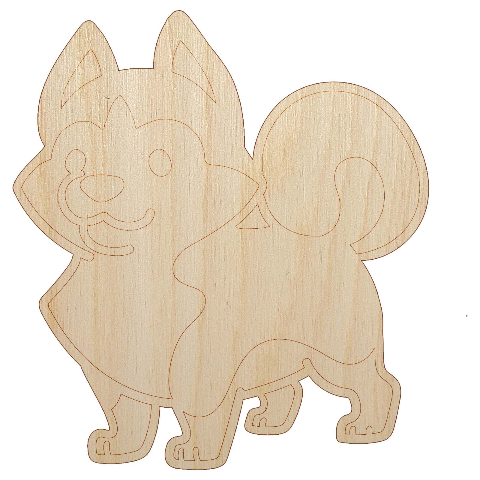 Siberian Husky Standing Dog Wood Shape Unfinished Piece Cutout Craft ...