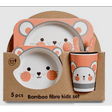 Bamboo Fiber Tableware Kids Dining Table Plates Sets 5-Pieces for Baby ...