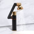 360° Rotating Black‑Gold Bathroom Faucet – Brass Body, Dual‑Mode Spray ...