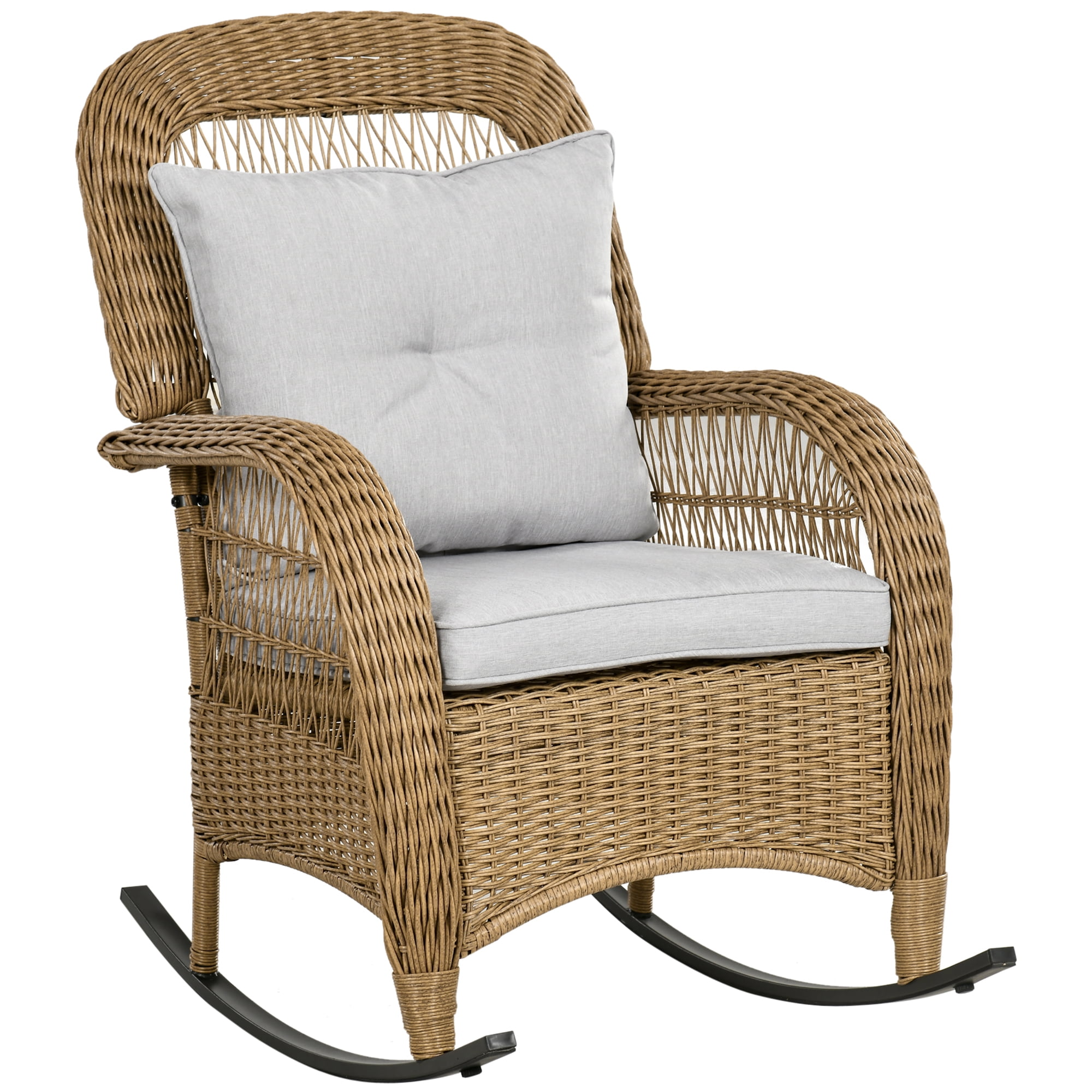 Click here for Outsunny Rattan Rocking Chair W/ Cushion  Garden P... prices