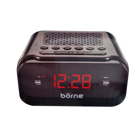Borne - AM / FM Clock Radio with Digital Display, Two Alarms, Black ...