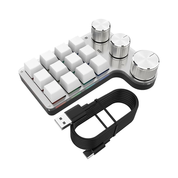 Teclado mecánico programable DIY RGB de 12 teclas, 3 botones, teclado ...