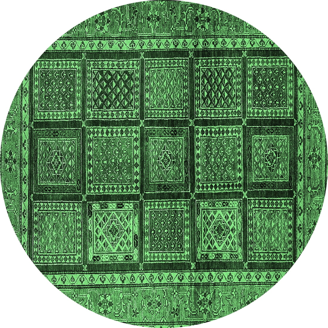 Ahgly Company Indoor Round Abstract Emerald Green Modern Area Rugs, 8 ...