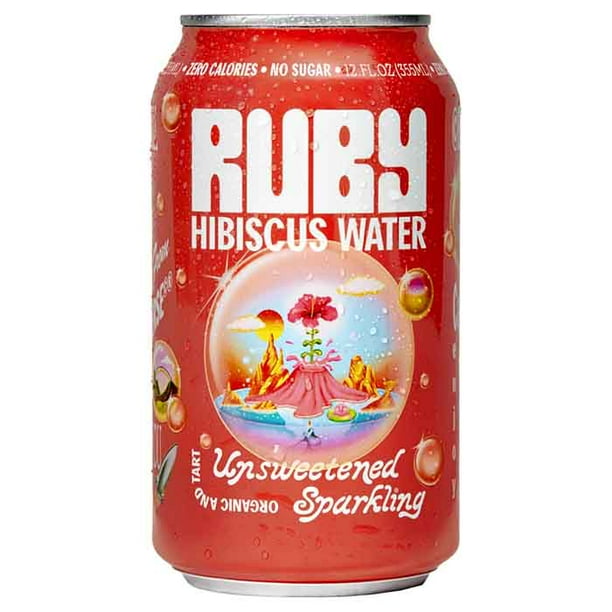Ruby Hibiscus Water - Organic Sparkling Ruby Hibiscus Water Unsweetened ...