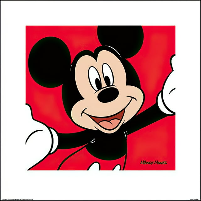 Mickey Mouse - Disney Art Print / Poster (Red Background) (Size: 16" X ...