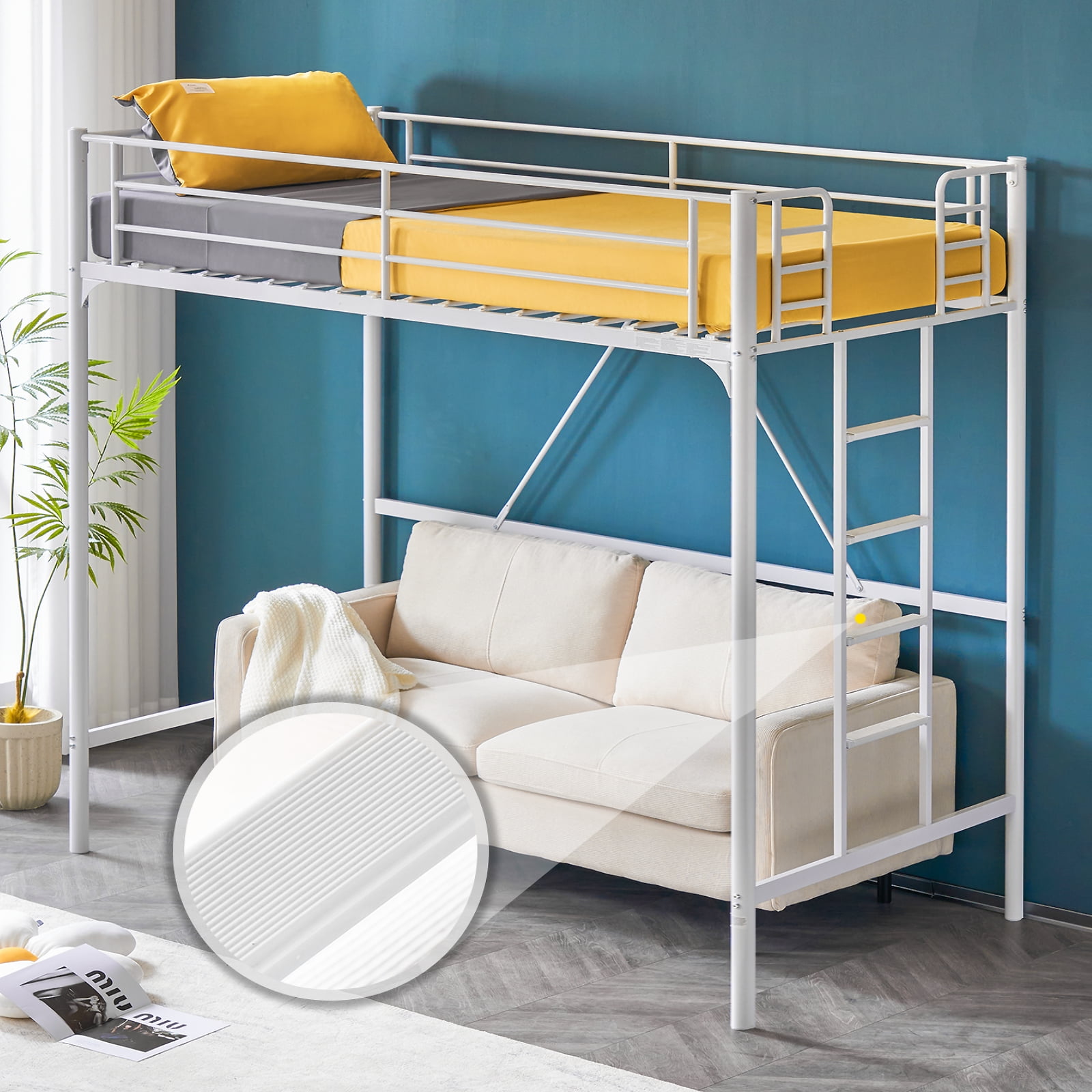 Click here for Ktaxon Upgrated Twin Loft Bed With Ladder Metal Bu... prices