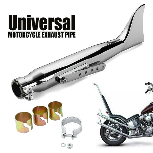 Chrome Universal Motorcycle Exhaust Pipe for Cafe Racer Bobber Chopper ...