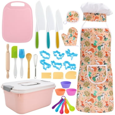 LUIISIS 26Pcs Kids Cooking and Baking Set, Kid Cooking Set with Rainbow ...