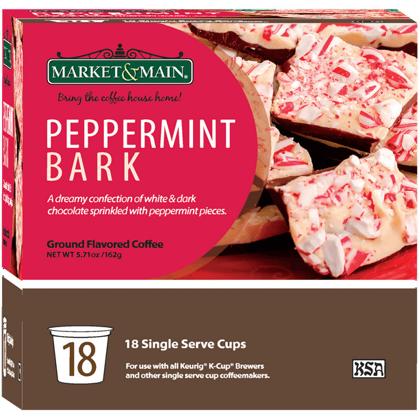 Market & Main Coffee, Peppermint Bark, Medium Roast, K Cups, 18 Count ...