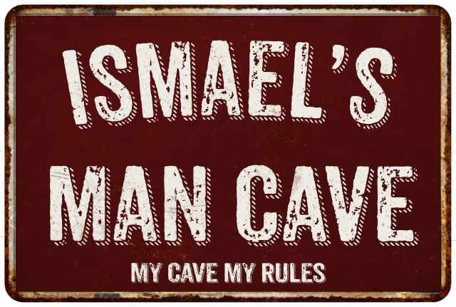 ISMAEL'S Man Cave Red Grunge Sign 12 x 18 Matt Finish Metal Sign ...
