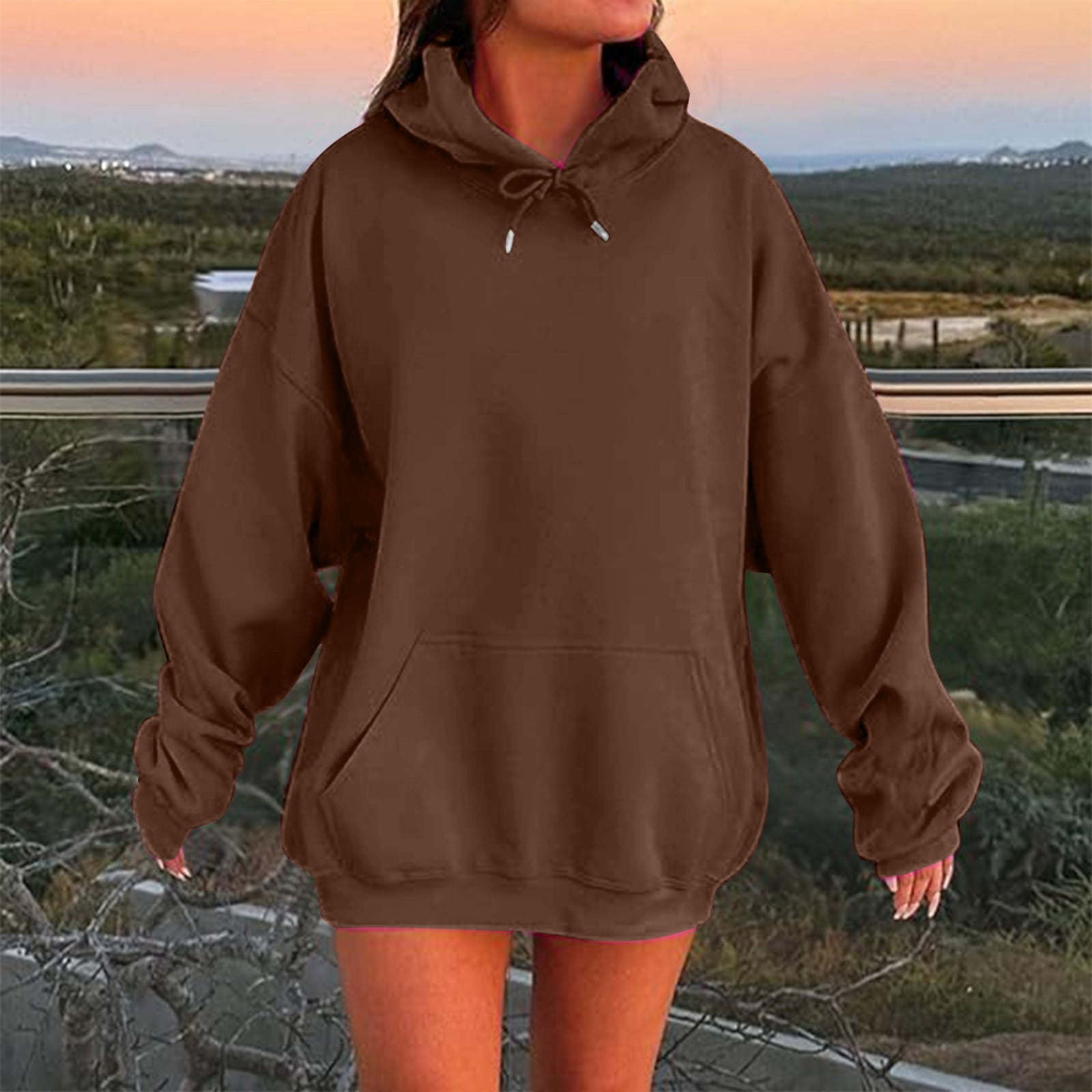 Click here for Tyuiop Womens Solid Color Drop Shoulder Hoodie Wit... prices