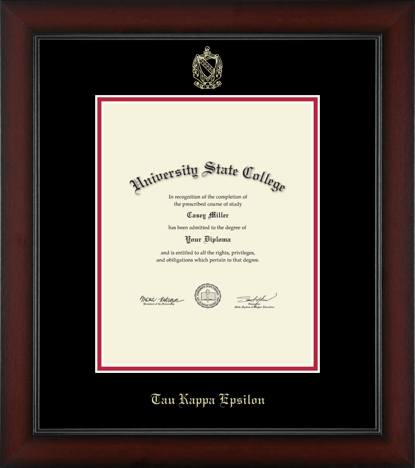 Tau Kappa Epsilon Fraternity Certificate Frame, Document Size 8" x 10 ...